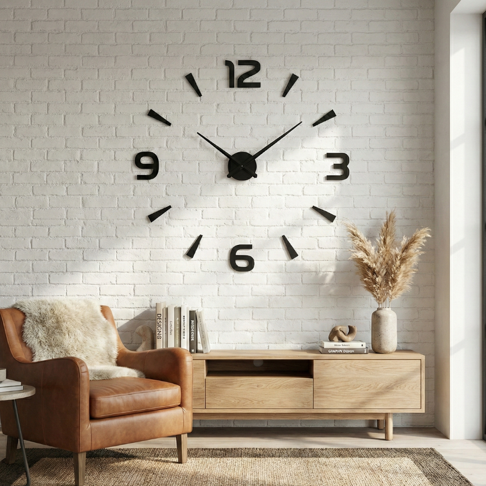 DIY Large Wall Clock Decor with Foam Numbers and Template - 90cm Moder ...